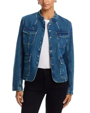 Rag & Bone Mercer Denim Stand Collar Jacket - Cheri