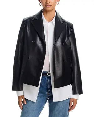 Rag & Bone Finley Faux Leather Double Breasted Jacket - Black