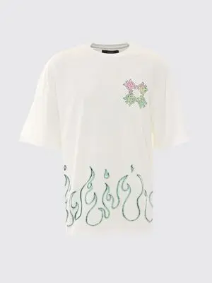 Amiri Cotton T-shirt With Flame Monogram Print And Dropped Shoulders