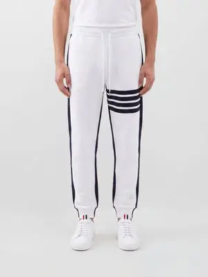 Thom Browne 4-bar Stripe Cotton Jogging Trousers With Drawstring Waist - White