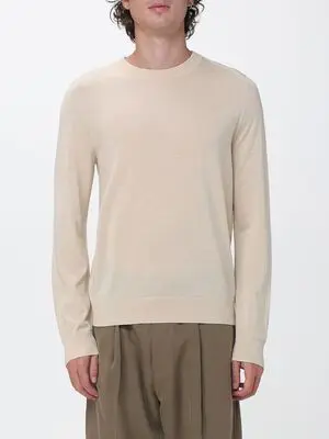 Paul Smith Crewneck Jumper In Pure Merino Wool With Ribbed Trims - Beige