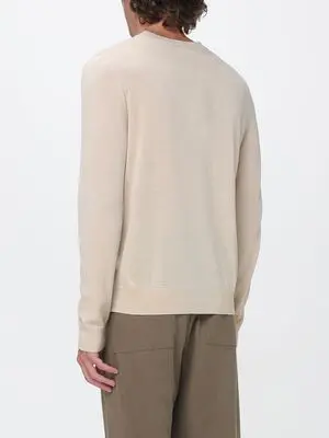Paul Smith Crewneck Jumper In Pure Merino Wool With Ribbed Trims - Beige