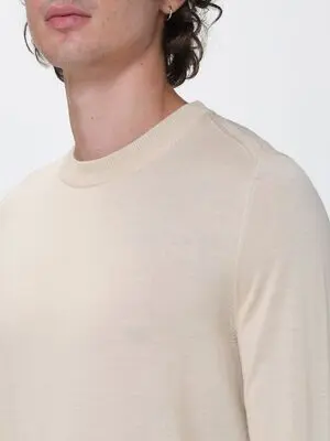 Paul Smith Crewneck Jumper In Pure Merino Wool With Ribbed Trims - Beige