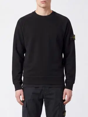 Stone Island Compass Logo Cotton Crewneck Sweatshirt - Black