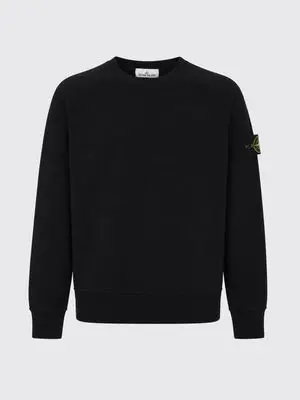 Stone Island Compass Logo Cotton Crewneck Sweatshirt - Black