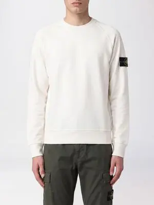 Stone Island Compass Logo Cotton Crewneck Sweatshirt - White