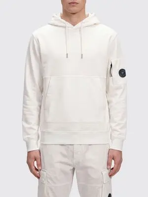 C.P. COMPANY Cotton Hoodie With Kangaroo Pocket - White
