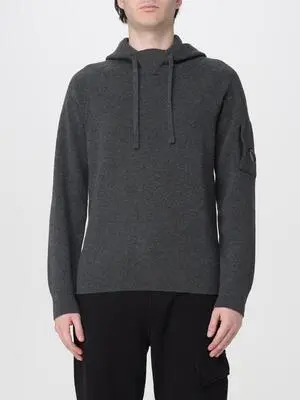 C.P. COMPANY Wool Blend Knit Hoodie With Kangaroo Pocket - Grey