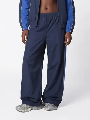 Balenciaga Wide-leg Technical Fabric Trousers With Elastic Waistband - Navy