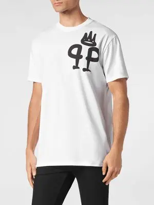 Philipp Plein Dropped Shoulder Cotton T-shirt With Monogram Logo - White
