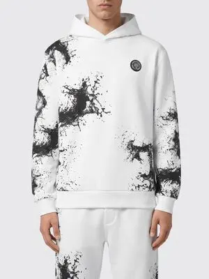 PLEIN SPORT Abstract Print Cotton Hoodie - White