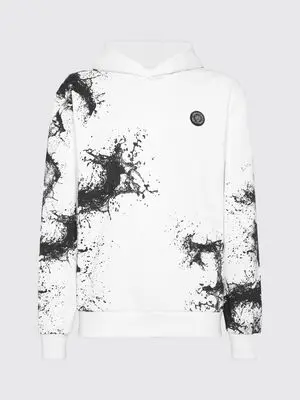 PLEIN SPORT Abstract Print Cotton Hoodie - White