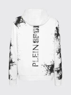 PLEIN SPORT Abstract Print Cotton Hoodie - White