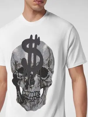Philipp Plein Cotton T-shirt With Skull Print And Rhinestone Applications - White