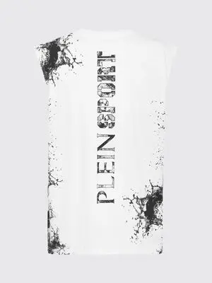 PLEIN SPORT Abstract Print Sleeveless Cotton Vest - White