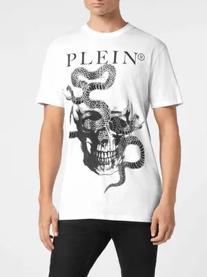Philipp Plein Cotton T-shirt With Skull Print And Rhinestone Embellishments - White