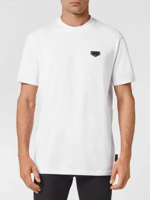 Philipp Plein Cotton T-shirt With Applied Logo Patch On The Chest - White