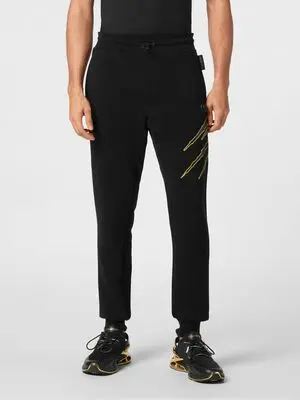 PLEIN SPORT Jersey Jogging Trousers With Drawstring Waist And Printed Logo Black 1