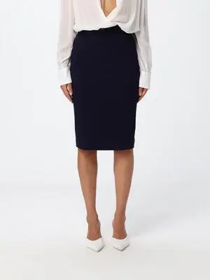 Elisabetta Franchi High-waisted Crêpe Midi Pencil Skirt With Slit - Blue
