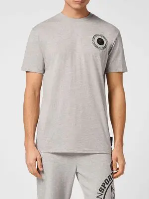 PLEIN SPORT Slim Fit Cotton T-shirt With Contrast Logo On The Chest - Black