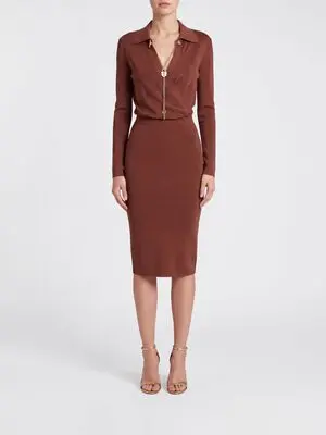 Elisabetta Franchi Long Sleeve Dress - Brown