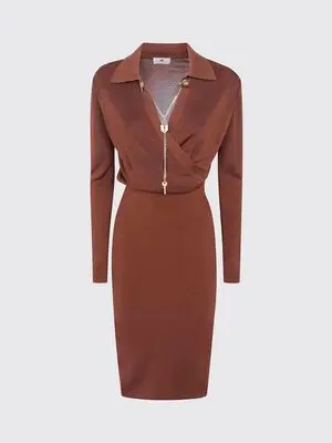 Elisabetta Franchi Long Sleeve Dress - Brown