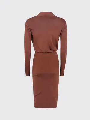 Elisabetta Franchi Long Sleeve Dress - Brown