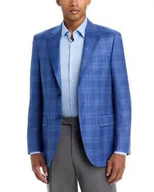 Peter Millar Peter Millar Flynn Classic Fit Wool Plaid Sport Coat Medium Blue