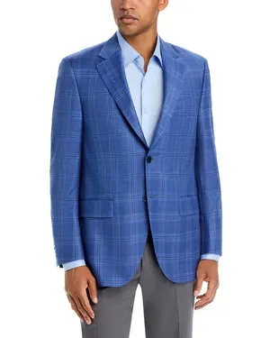 Peter Millar Flynn Classic Fit Wool Plaid Sport Coat - Medium Blue