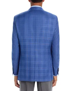 Peter Millar Flynn Classic Fit Wool Plaid Sport Coat - Medium Blue