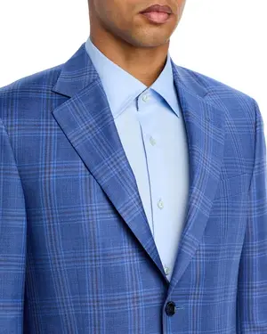 Peter Millar Flynn Classic Fit Wool Plaid Sport Coat - Medium Blue