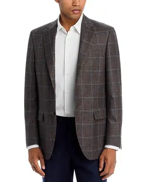 Peter Millar Flynn Classic Fit Hopsack Plaid Sport Coat - Brown