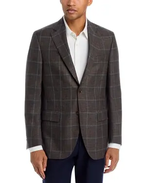 Peter Millar Flynn Classic Fit Hopsack Plaid Sport Coat - Brown