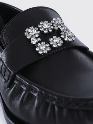 ROGER VIVIER Viv' Rangers Jewelled Buckle Leather Loafers - Black
