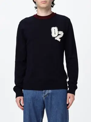 Dsquared2 Crewneck Jumper In Pure Virgin Wool With Contrast Monogram