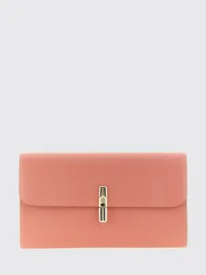 Furla Iride Large Leather Clutch With Metal Interlocking Closure - Pink
