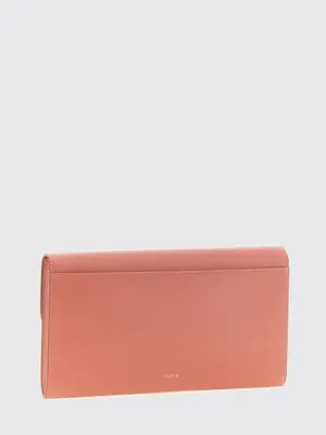 Furla Iride Large Leather Clutch With Metal Interlocking Closure - Pink