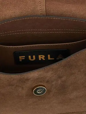 Furla Flow Smooth Leather Shoulder Bag With Removable Strap - Brown