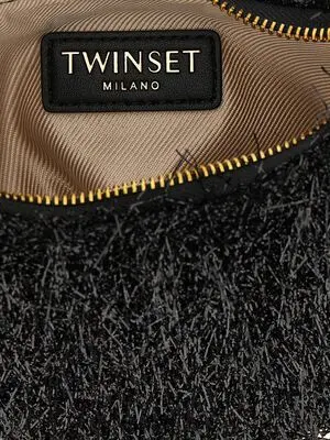 TWINSET Croissant Mini Handbag With Fringes - Black