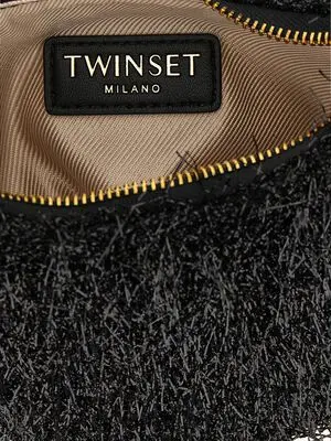 TWINSET Croissant Mini Handbag With Fringes - Black