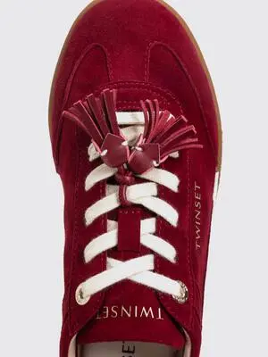 TWINSET Suede Low-top Sneakers With Tassels And Logo - Red