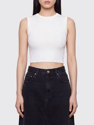 Elisabetta Franchi Slim Fit Ribbed-knit Sleeveless Top In Viscose Blend - White