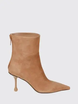 JIMMY CHOO Suede Ankle Boots With Teardrop High Heel - Beige