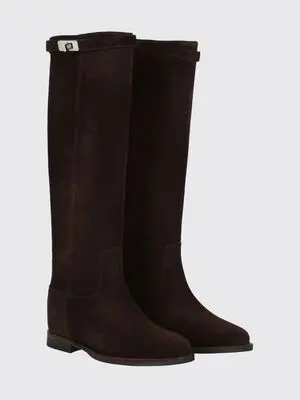VIA ROMA 15 Knee High Buckled Suede Boots - Brown