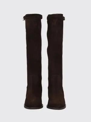 VIA ROMA 15 Knee High Buckled Suede Boots - Brown