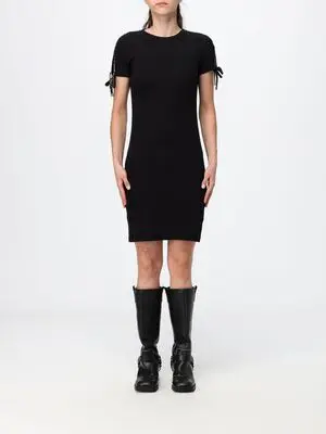 Burberry Ribbed Dress With Tie Detail Sleeves