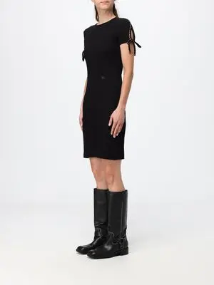 Burberry Ribbed Dress With Tie Detail Sleeves