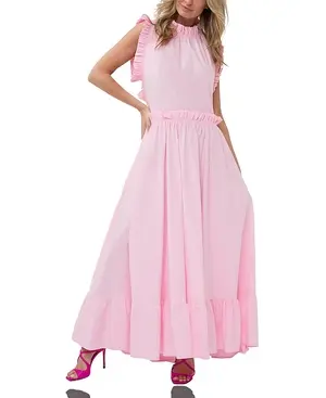 MARIELLE STOKKELAAR Martinique Open-back Maxi Dress With Ruffled Details - Pink