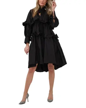 MARIELLE STOKKELAAR Ruffled High-low Maxi Dress - Black