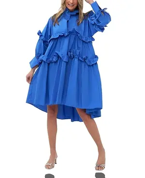 MARIELLE STOKKELAAR Ruffled High-low Maxi Dress - Blue
